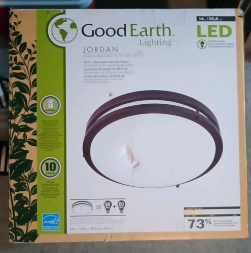 Good Earth Lighting Jordan 14 in. LED Flush Mount LT Bronze, Dimmable ...