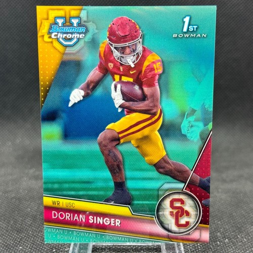 Dorian Singer 2023 Bowman University Chrome Football 1st Aqua /299 USC ...