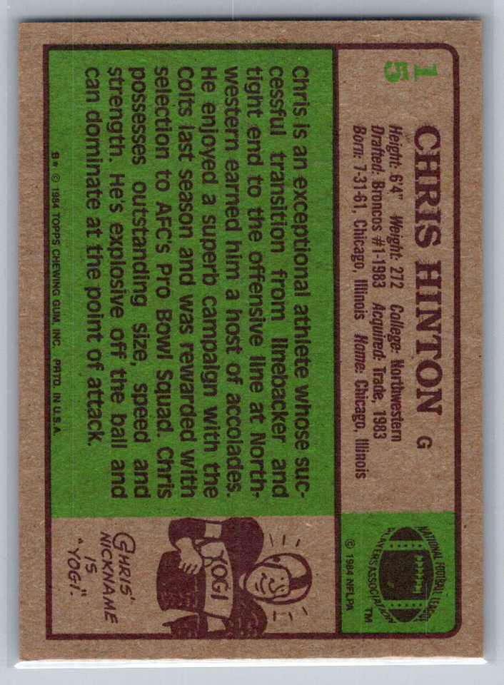1984 Topps Chris Hinton #15 Baltimore Colts Rookie RC | eBay