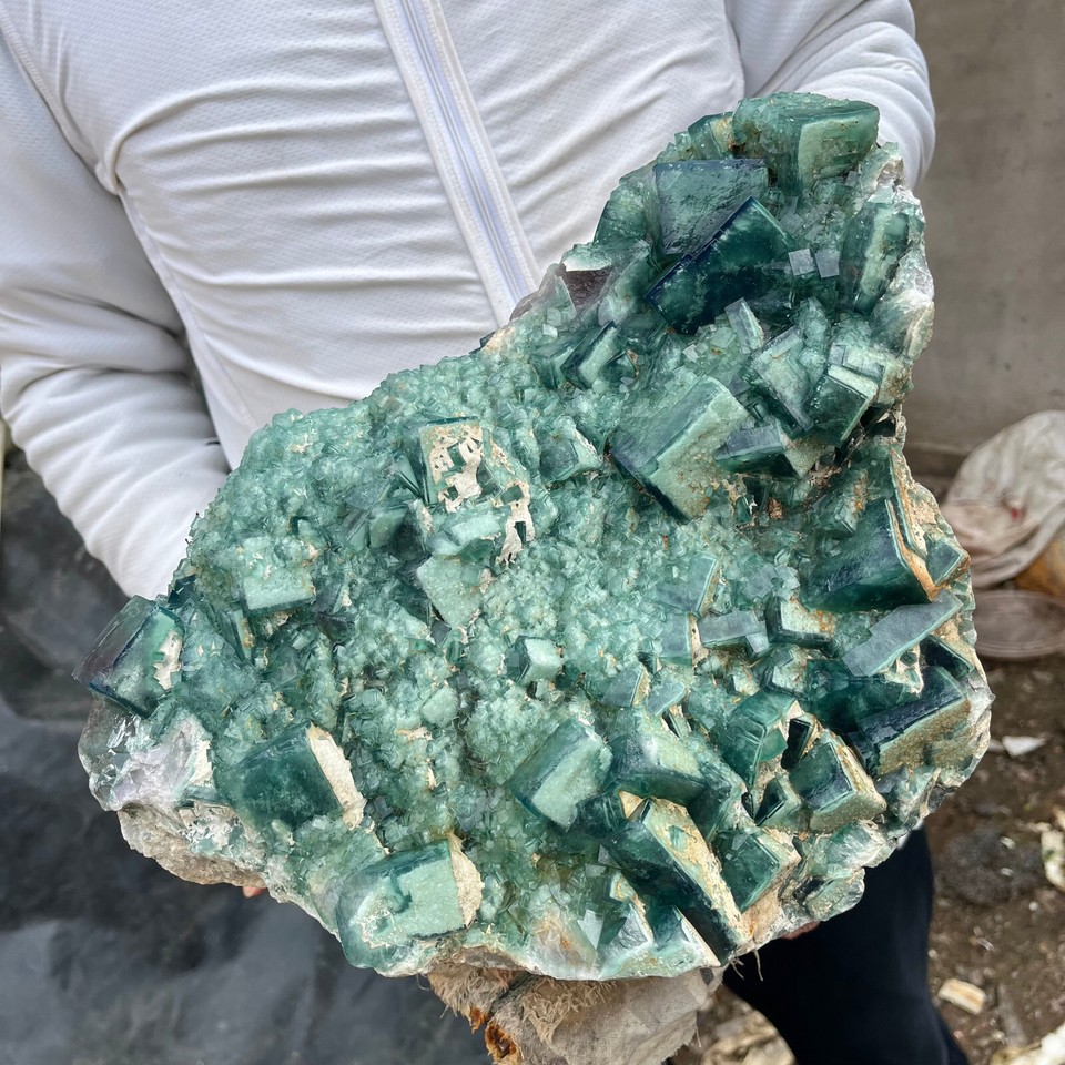 46lb Large Natural green cubic fluorite quartz crystal cluster mineral ...