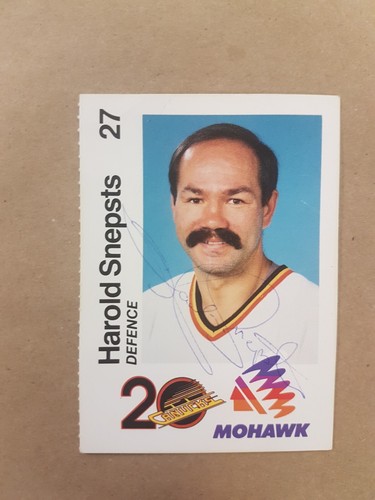 Harold Snepsts Autograph Card Signed Hockey Canucks Mohawk | eBay