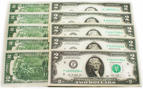 Lot of 20 New Uncirculated Two Dollar Bills Crisp $2 Sequential Note ...