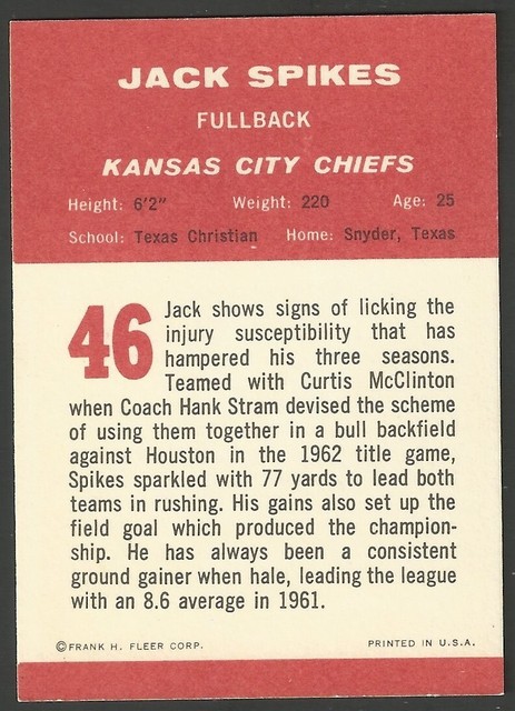1963 Fleer - #46 Jack Spikes for sale online | eBay