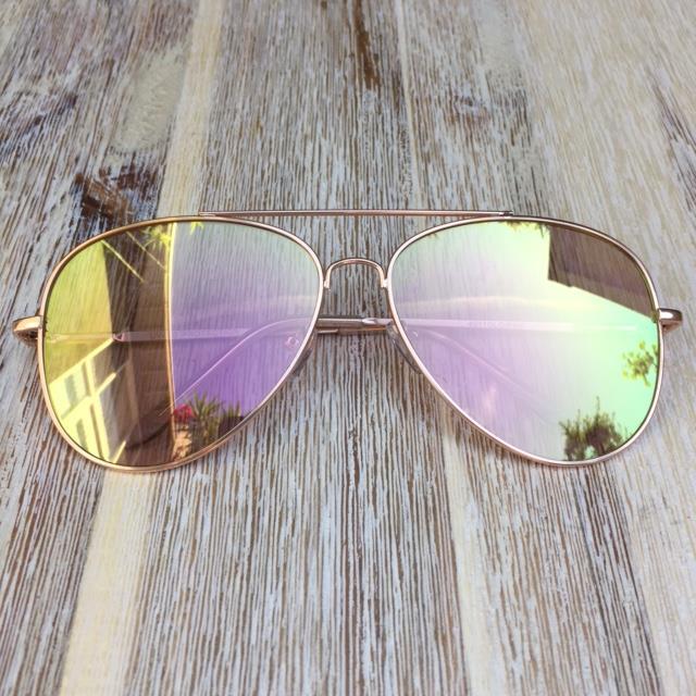 Large or Medium Pink Rose Peach Light Mirror FLAT Lens Aviator ...