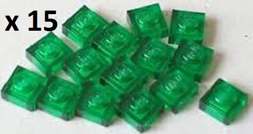 LEGO Trans Green 1 x 1 Plate x15 Creator Star Wars Super Heroes Friends ...