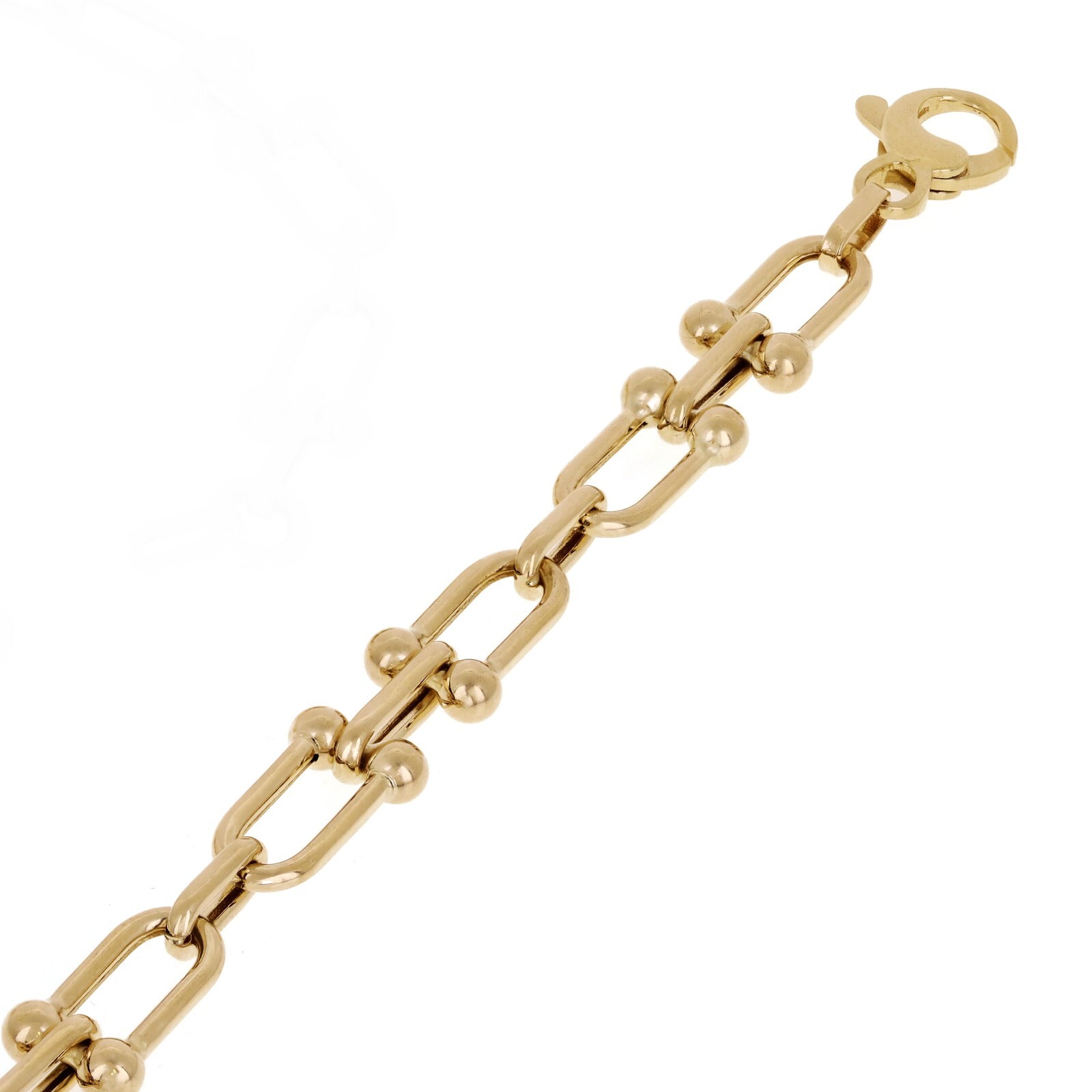 Italian 14k Yellow Gold Semi-Solid U-Link Chain Bracelet 8" 9mm 9.5 ...