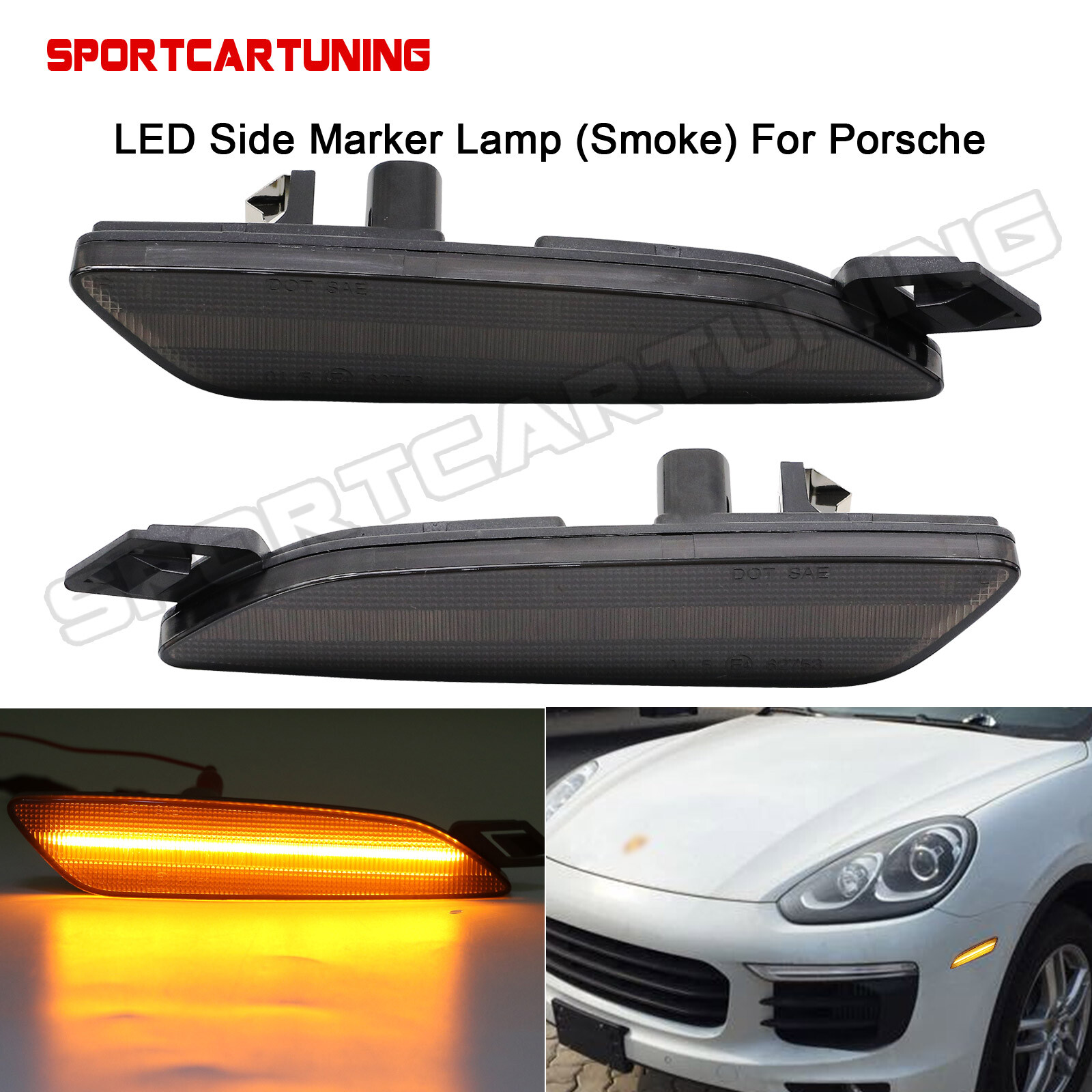 For 2015-19 Porsche Cayenne 958 Amber LED Front Bumper Side Marker ...