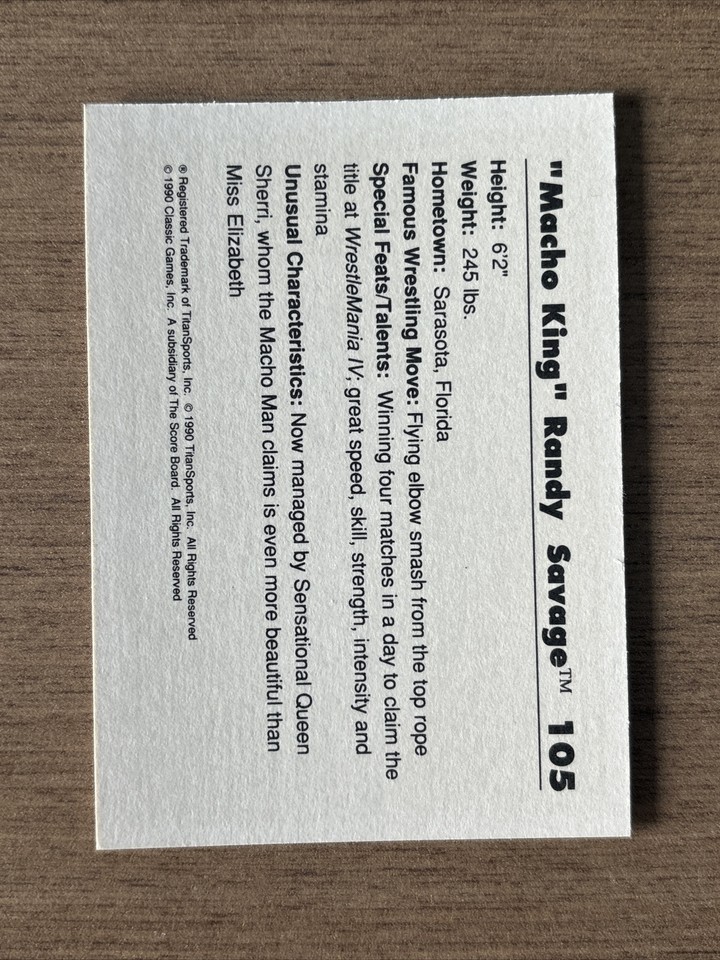 Macho Madness Randy Savage #105 WWF CLASSIC CARD 1990 | eBay