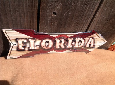 Florida State Flag This Way Arrow Sign Directional Novelty Metal 17" x ...