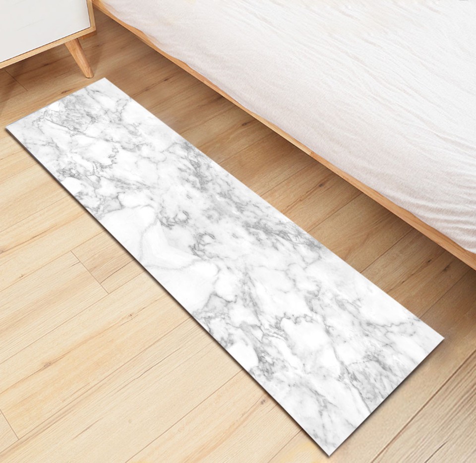 White & Grey Marble Texture Design Kitchen Area Rugs Living Room Floor ...