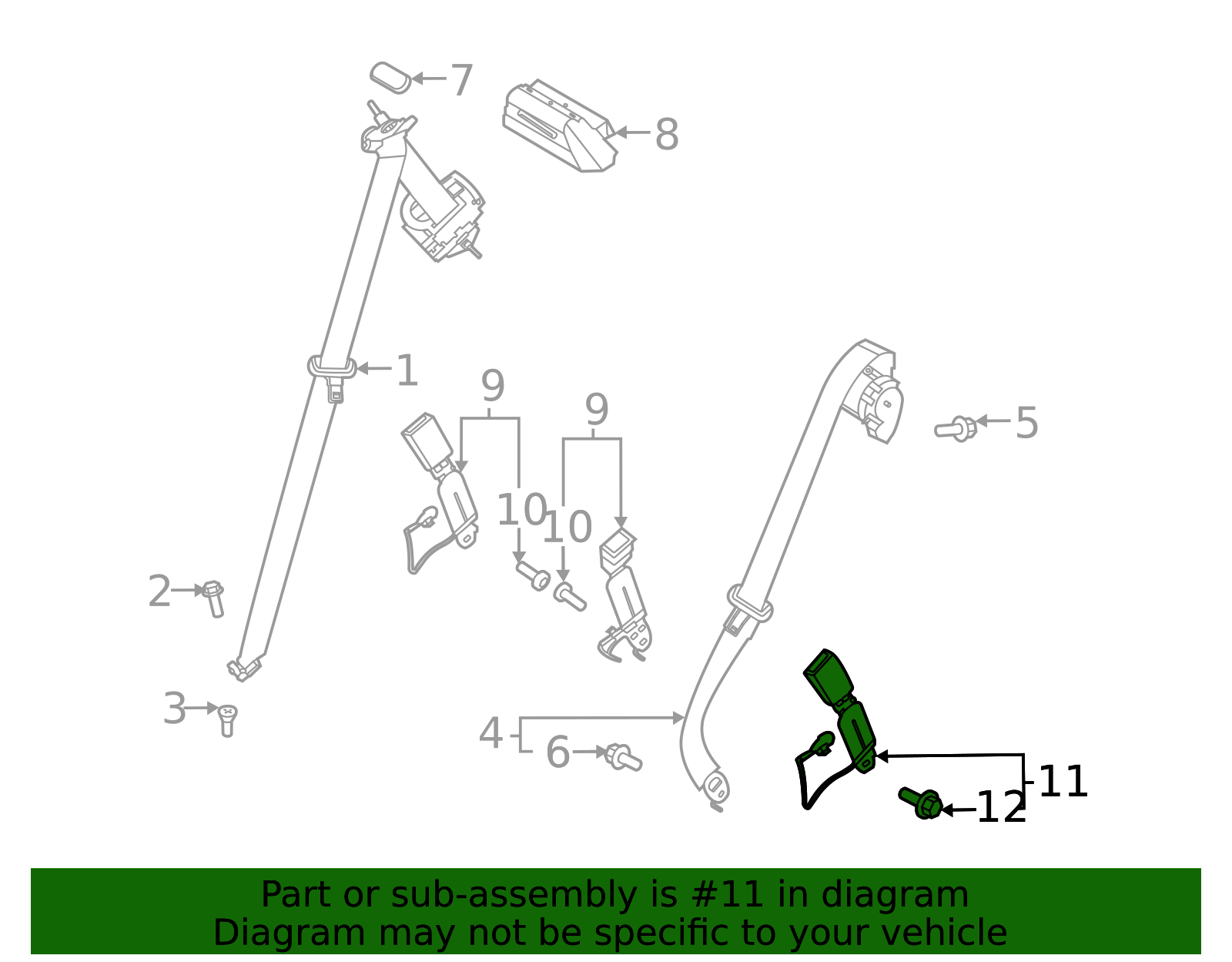 Genuine Ford Buckle Assembly - Seat Belt LB5Z-7860045-AB for sale ...