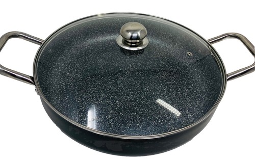 Domo Cast Aluminum Braising Pan with Glass Lid 14 In Made in Italy ...
