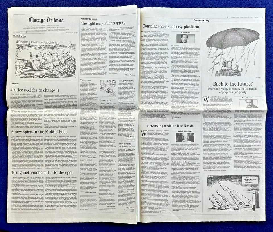 HOUSE APPROVES CLINTON IMPEACHMENT PROBE Chicago Tribune 1st Section ...