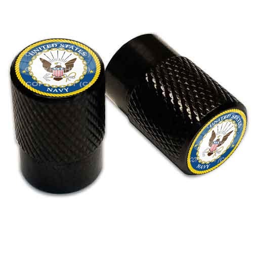 2 Black Billet Aluminum Knurled Tire Valve Caps - USA Flag Navy USN | eBay
