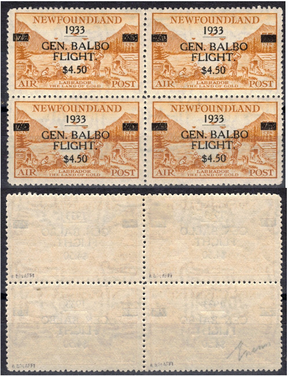 NewFoundland (Terranova) 1933 Generale Balbo Flight $ 4,50 su 75c. MNH ...