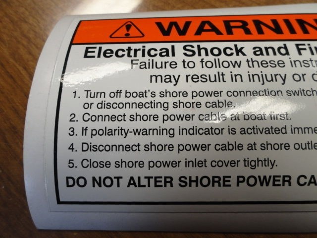 WARNING SHORE POWER CABLE LABEL DECAL 5" X 3" 153373 MARINE BOAT | eBay