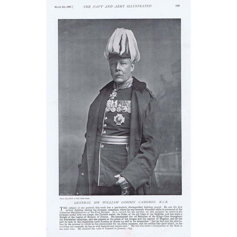 General Sir William Gordon Cameron - Antique Print 1897 | eBay UK
