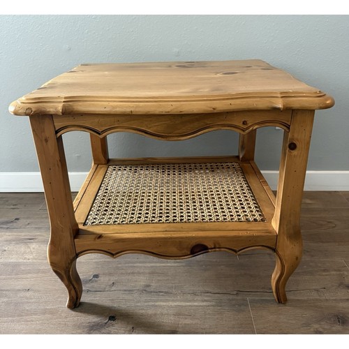 Side Table w/ Cane Lower Shelf Country Chic MCM | eBay