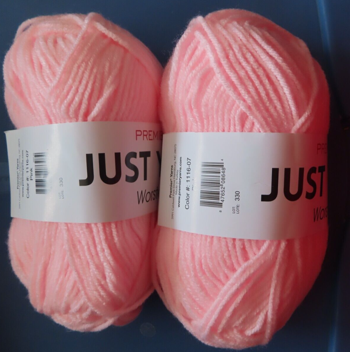 2 Skeins of Premier Just Yarn Color: Pink #4 medium 131 yards each ...