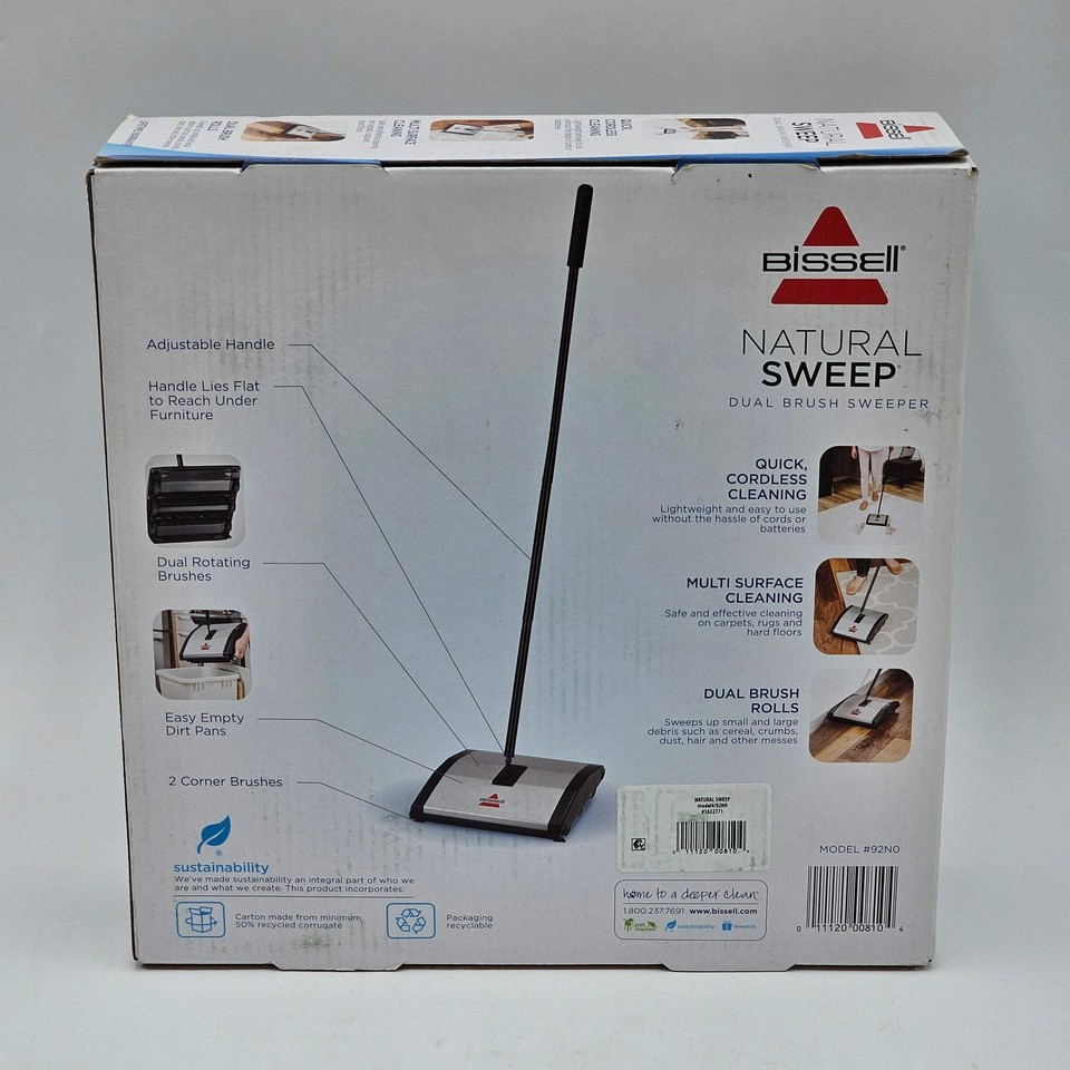 New Bissell Natural Sweep Carpet & Floor Manual Light Sweeper Dual ...