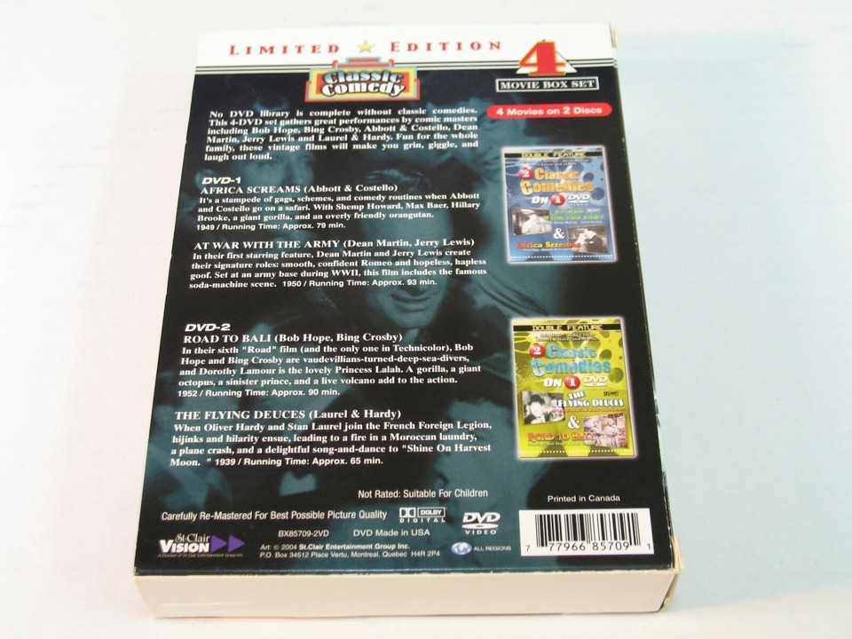 Classic Comedy DVD 4 Movie Box Set Abbott & Costello Dean Martin Jerry ...