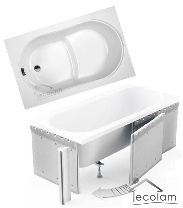 Badewanne Wanne Rechteck Sitzbadewanne mit Sitz 120 x 75 cm Styropor Ab ...