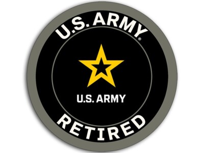 8 inch LARGE Round U.S. Army RETIRED Sticker (go vet veteran decal ...