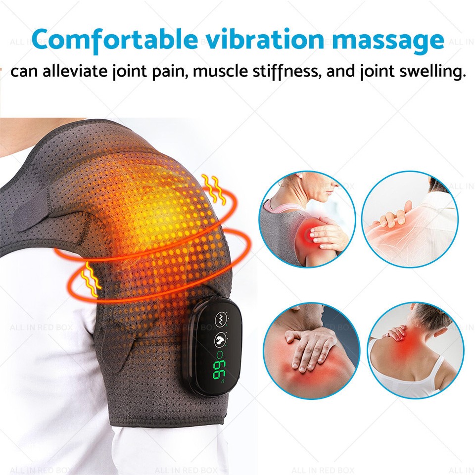 Heated Shoulder Brace Massage Rotator Cuff Support Compression Wrap ...