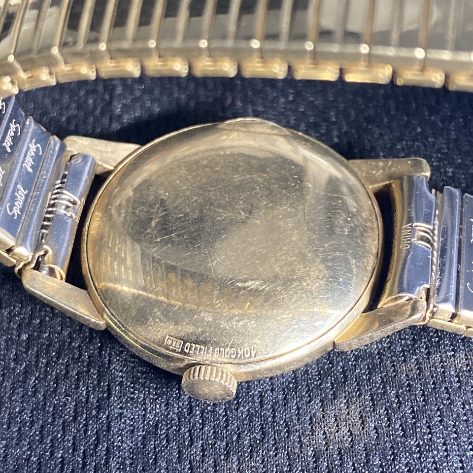 Vtg Elgin Shockmaster Wristwatch 17 Jewels 10k GF Speidel Band Works | eBay