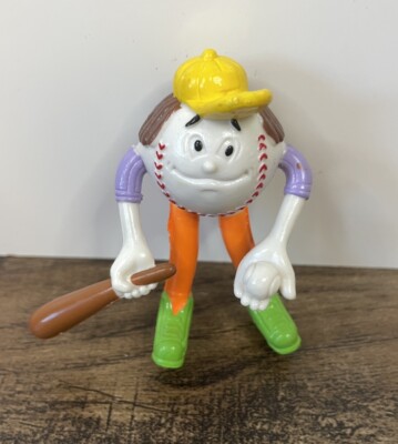 Vintage 2.5" Baseball Man Bendable Bendy Rubber Figure Bat & Ball ...