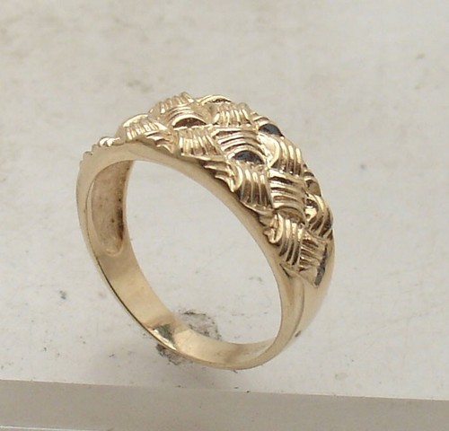 Size 7 Technibond Graduated Basket Weave Band Ring 14K Yellow Gold ...