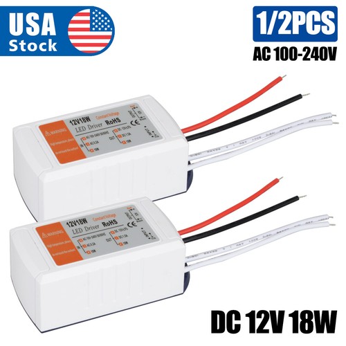LED Driver AC 120V/240V To DC 12V 18W Transformer Power Adapter Home ...