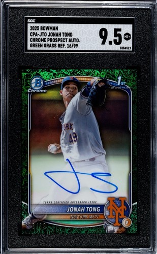 2025 BOWMAN CHROME 1st JONAH TONG GREEN GRASS AUTO REFRACTOR / 99 SGC 9 ...