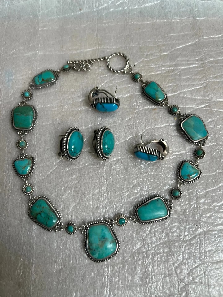 Native American-style sterling silver jewelry featuring prominent ...