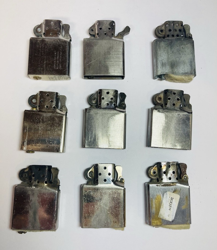 VINTAGE LOT OF 9 TOTAL REGULAR SIZE ZIPPO LIGHTER INSERTS / GUTS ONLY ...
