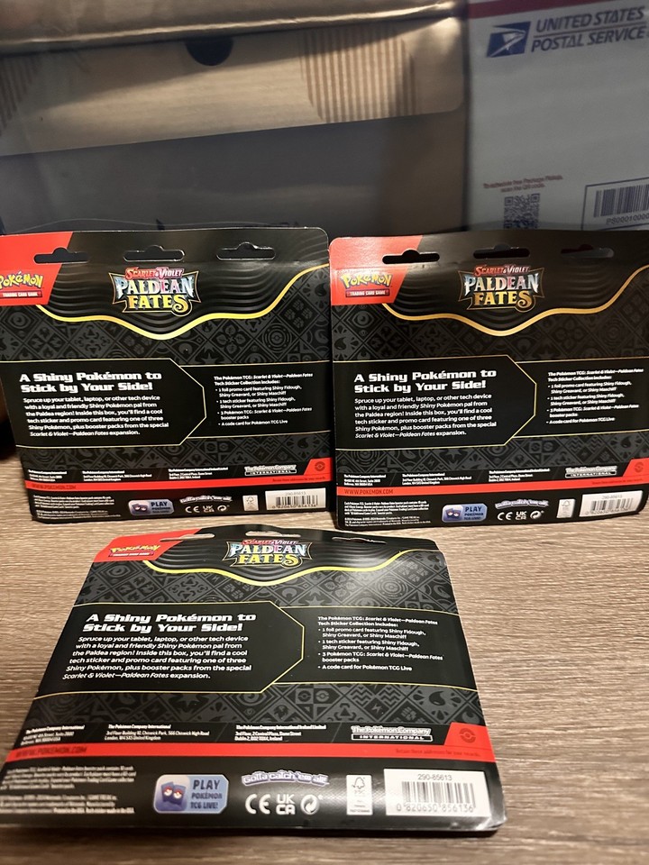 Pokemon TCG Paldean Fates Sticker Collection 3 Pack Blister Lot of 3 ...