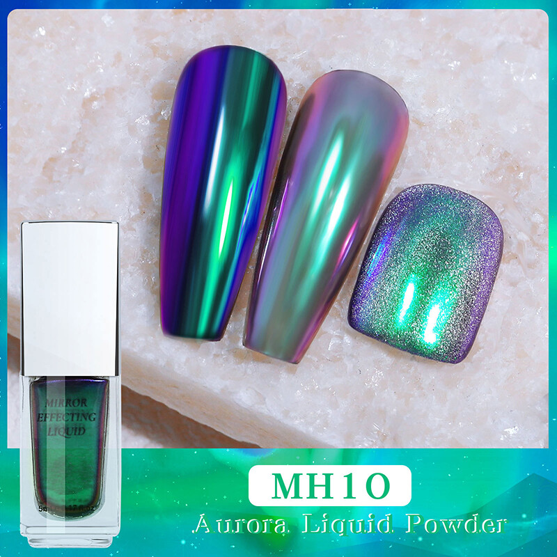 Magic Mirror Powder Holographic Laser Nail Polish Liquid Nail Glitter ...