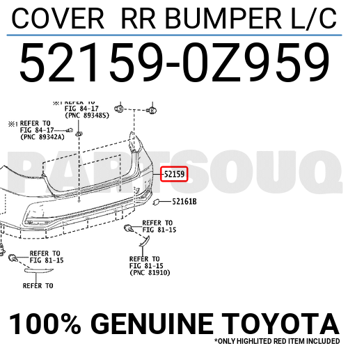 521590Z959 Genuine Toyota COVER RR BUMPER L/C 52159-0Z959 | eBay