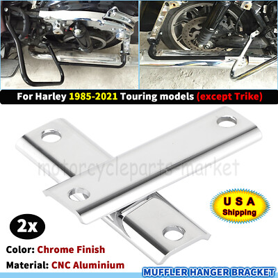 Chrome Muffler Hanger Brackets Set For Harley Touring Road King Electra ...