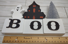 Ghost Boo Halloween Village Decor Wood Haunted House Tinsel Tree ...
