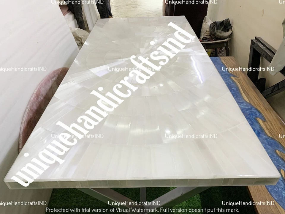 Stunning Selenite Gemstone Dining Table, Console Bar Table, Selenite ...