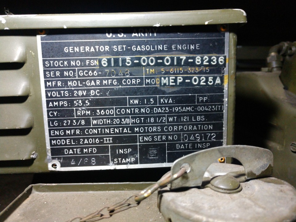 GENERATOR MILITARY MEP 025A 1.5 KW 2 Cylinder Mint 28V Runs Great 1968 ...