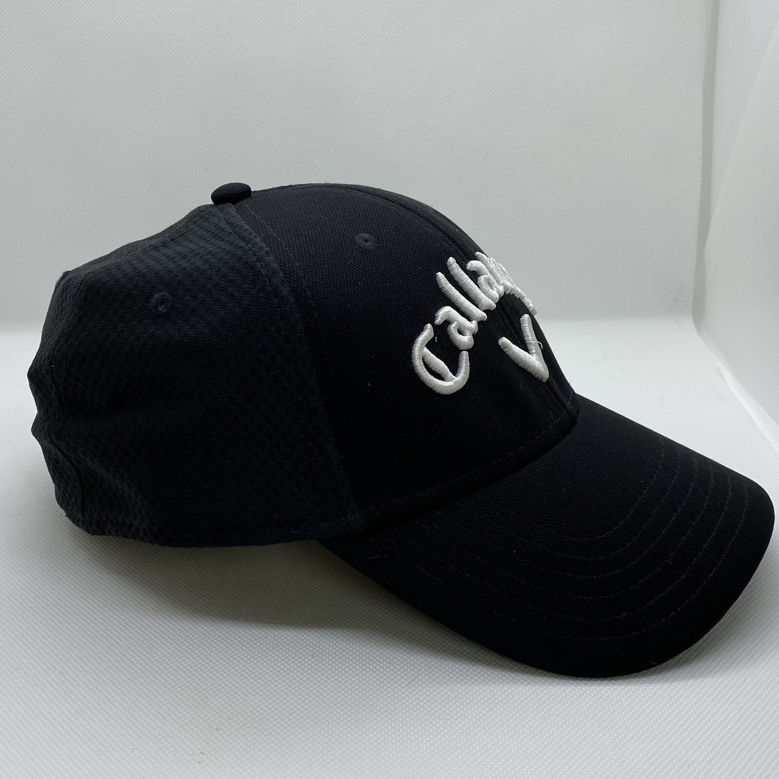 Callaway Odyssey S/M Mens A-Flex Black Golf Hat With White Embroidered ...