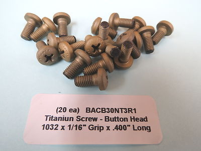 3/16” #10-32 x .400 Titanium (20) Button Head Screws Boeing Aircraft ...