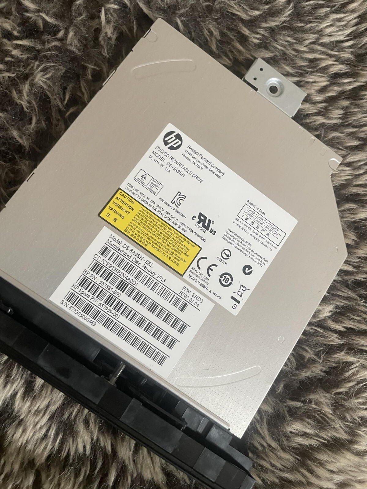 HP DVD/CD Rewritable Drive Model DS-8A8SH - 657534-001 SATA Optical ...