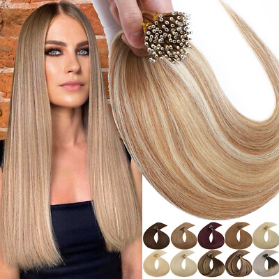 Nano Bonds 100% Human Hair Extensions Russian Real Remy Hair Pre-bonded ...