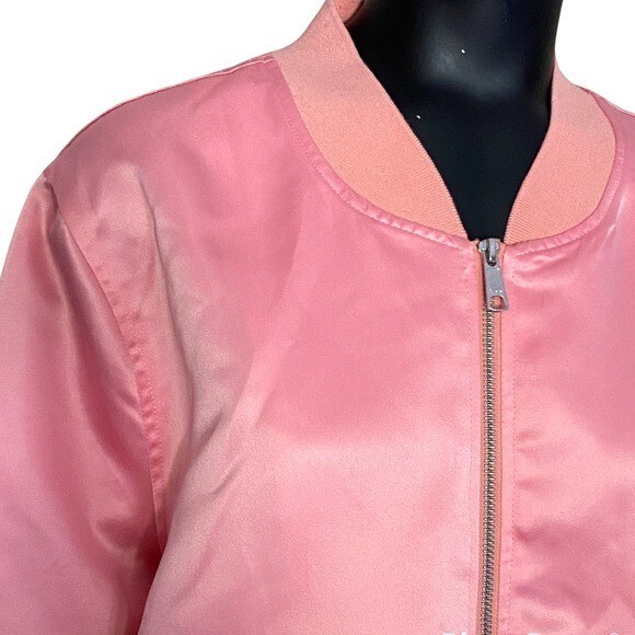 BAN.Do Pink Satin Bomber ‘“Party Animal” Graphic Print - Gem