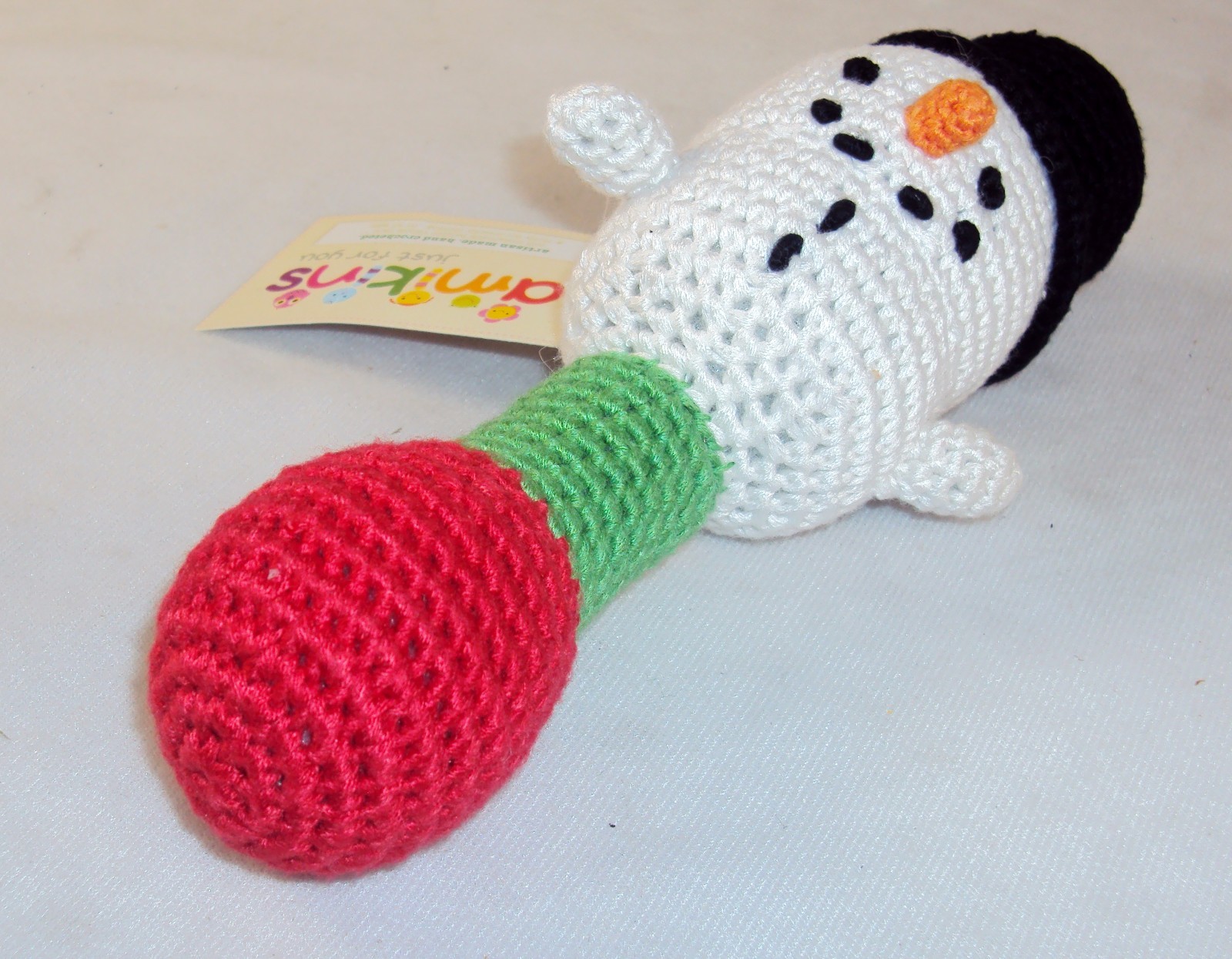 Hand Crocheted Baby Rattle ~ Choice Of Santa, Snowman, Or Reindeer ...