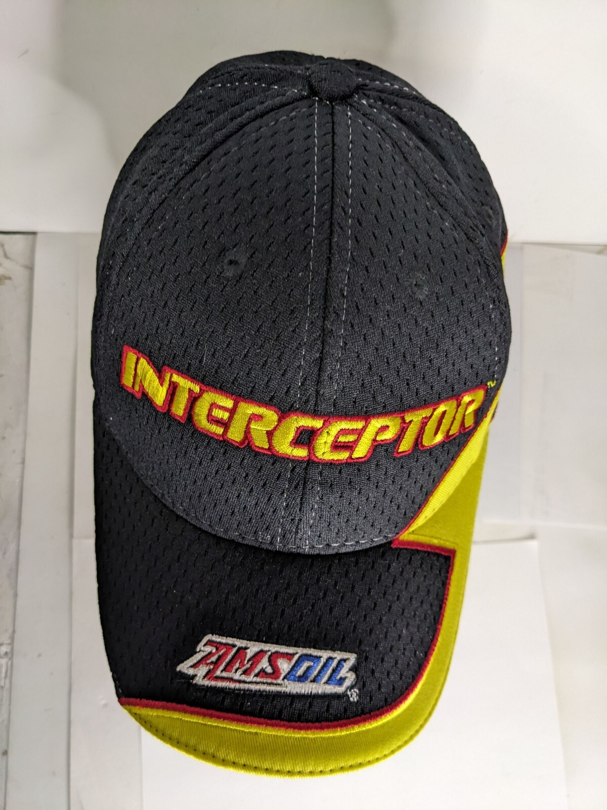 AMS OIL Interceptor hat strapback cap embroidered black yellow | eBay
