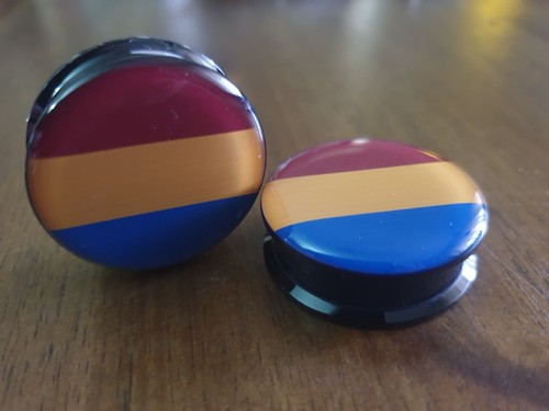 Pair Acrylic Brisbane Lions AFL Colors Ear Plug Tunnels Stretcher Taper ...